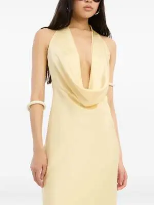 ROTATE BY BIRGER CHRISTENSEN Long Crepe De Chine Chiffon Dress - Gold
