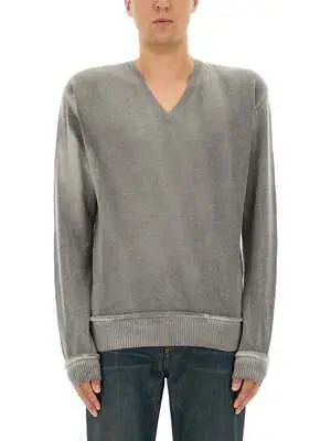 Our Legacy OUR LEGACY Parallel Mesh V-Neck Sweater In Grey Gray