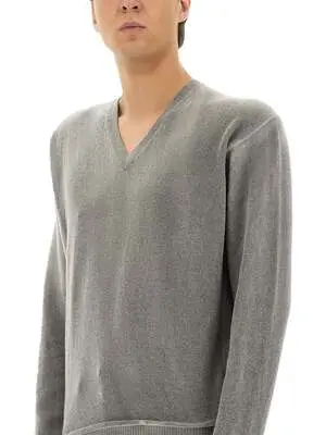 Our Legacy Parallel Mesh V-neck Sweater In Grey - Gray
