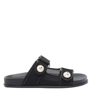 JIMMY CHOO Fayence Fabric Sandals With Pearl Embellishments