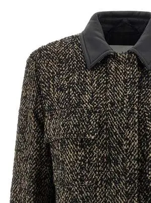 Max Mara Angio Wool Tweed Jacket With Leather Collar