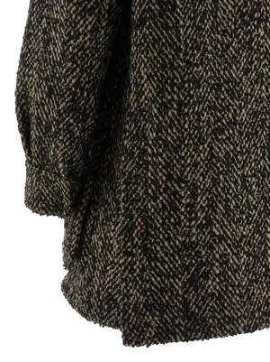 Max Mara Angio Wool Tweed Jacket With Leather Collar