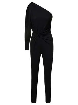 Saint Laurent Jersey One-shoulder Jumpsuit With Side Gathering - Multicolor