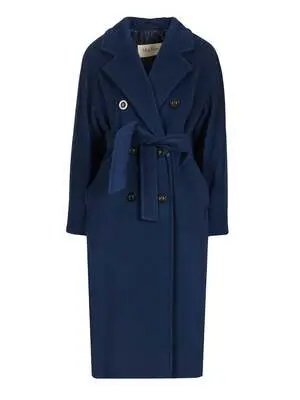 Max Mara Max Mara Madame Wool Cashmere Double-Breasted Belted Coat Blue