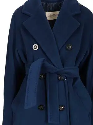 Max Mara Madame Wool Cashmere Double-breasted Belted Coat - Blue