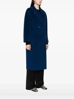 Max Mara Madame Wool Cashmere Double-breasted Belted Coat - Blue