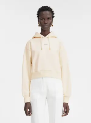 Jacquemus Le Hoodie Gros Grain Cropped Hoodie - Cream