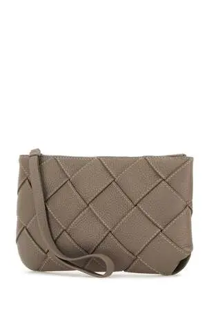 Bottega Veneta Dove Grey Leather Diago Clutch