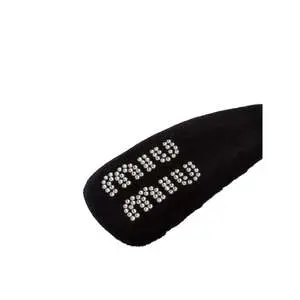 Miu Miu Velvet Rhinestone Logo Barrette