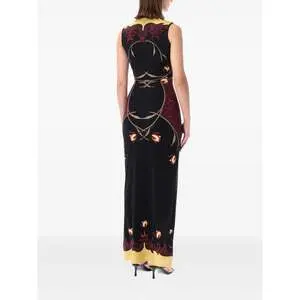 MARINE SERRE Floral Print Sleeveless Floor Length Dress