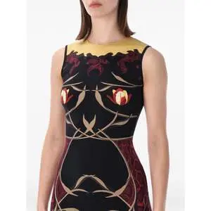 MARINE SERRE Floral Print Sleeveless Floor Length Dress