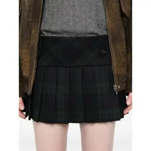 Miu Miu Pleated Checked Mini Skirt