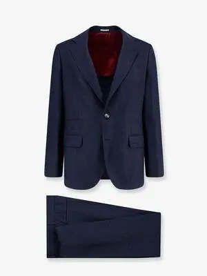 Brunello Cucinelli Silk, Linen And Wool Suit - Blue