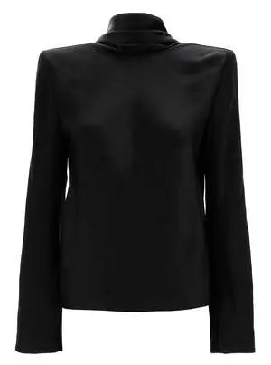 Saint Laurent Silk Satin Blouse With Cowl-back - Multicolor