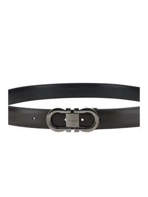 FERRAGAMO Smooth Leather Belt With Gancini Buckle - Black
