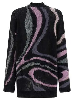 Emilio Pucci Marmo" Print Mohair Blend Cardigan - Black
