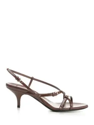 Miu Miu Miu Miu Patent Leather Sandals With Mini Buckles Brown