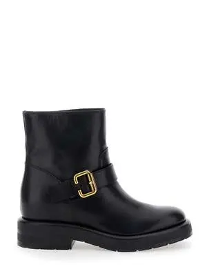 Chloé Coddington Ankle Boots With Paddington Buckle In Leather
