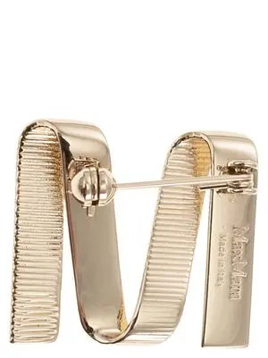 Max Mara M-shaped Grosgrain Metal Brooch - Multicolor