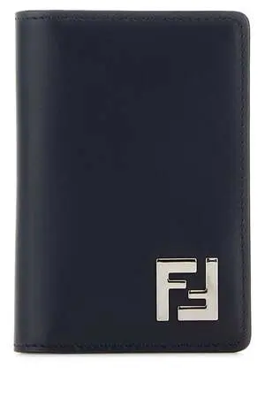 Fendi Fendi Men Midnight Blue Leather Card Holder Blue