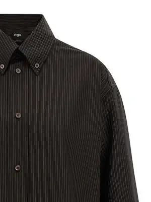 Fendi Wool And Lace Shirt - Brown