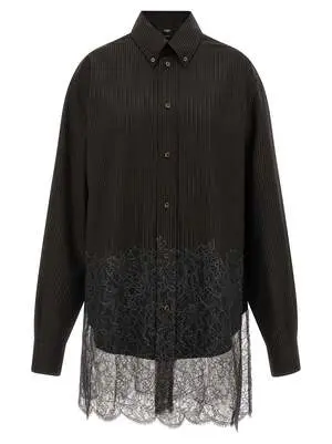 Fendi Wool And Lace Shirt - Brown
