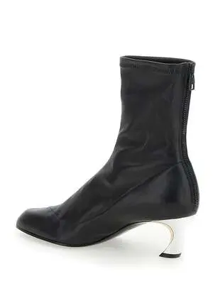 Alexander McQueen Armadillo Black Leather Ankle Boots With Gold Heel - Multicolor