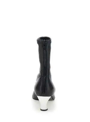 Alexander McQueen Armadillo Black Leather Ankle Boots With Gold Heel - Multicolor