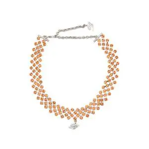 Blumarine Tone Crystal Embellished B-logo Pendant Necklace - Silver