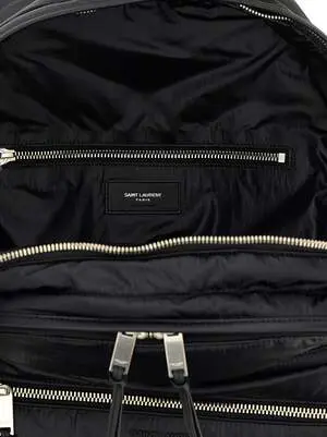 Saint Laurent City" Shiny Nylon Backpack - Black