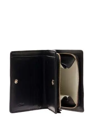 Chloé Sense' Black Bi-fold Wallet With Tonal Logo Embroidery In Leather - Multicolor