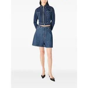 MARINE SERRE Denim Shorts With Contrast Stitching - Blue