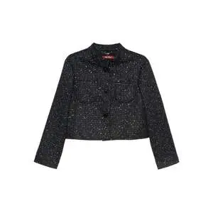 Max Mara Cropped Sequin Embellished Jacket - Blue