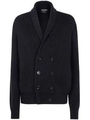 TOM FORD Ribbed Shawl Collar Double-breasted Cardigan