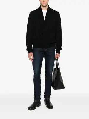 TOM FORD Ribbed Shawl Collar Double-breasted Cardigan