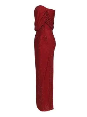 SELF-PORTRAIT Rhinestone Draped Midi Dress - Multicolor