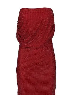 SELF-PORTRAIT Rhinestone Draped Midi Dress - Multicolor