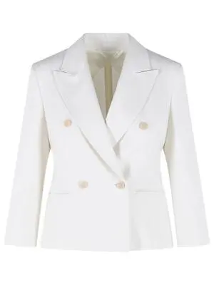 Max Mara Dorico Cropped Blazer In Ivory Wool Tela - White