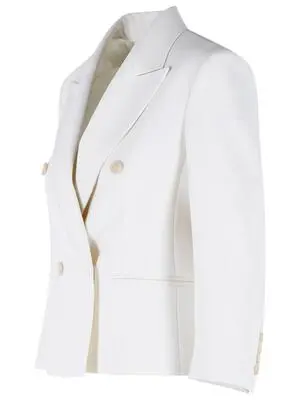Max Mara Dorico Cropped Blazer In Ivory Wool Tela