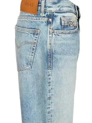 Versace Pencil Jeans With Medusa Biggie Accessory - Blue