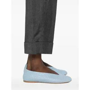 Peserico Grey Herringbone Pattern Cuffed Trousers
