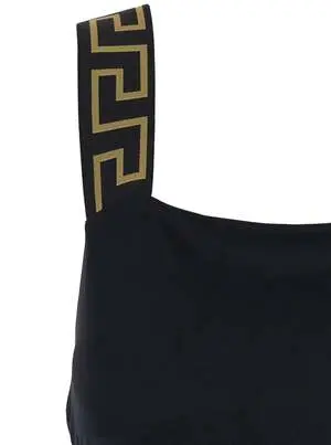 Versace One-piece Swimsuit With Greca Detail - Black