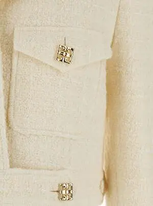 Givenchy Wool Blend Cropped Jacket With 4g Logo Detail - Multicolor