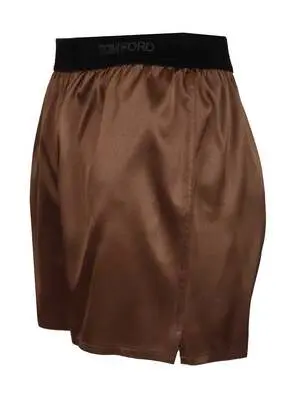 TOM FORD Silk Satin Boxer Shorts - Brown