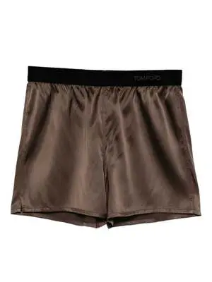 TOM FORD Silk Satin Boxer Shorts - Brown