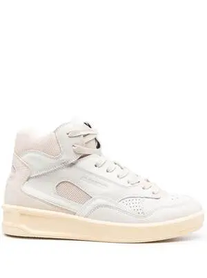 JIL SANDER Canvas High-top Sneakers With Leather Inserts - Multicolor