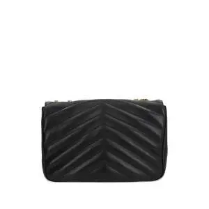 Saint Laurent Quilted Leather Shoulder Bag With Logo Plaque - Black