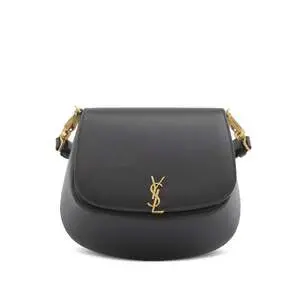 Saint Laurent Calfskin Leather Shoulder Bag With Cassandre Logo