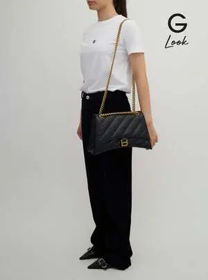 Balenciaga Crush M Crossbody Bag In Black - Multicolor