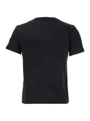 Moncler Embroidered Logo Cotton T-shirt - Black